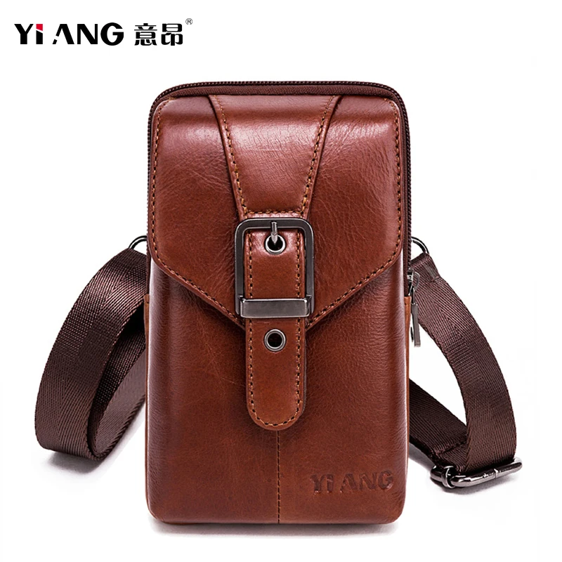 Yiang Genuine Leather Men's Small Square Bag High Quality Multi ...