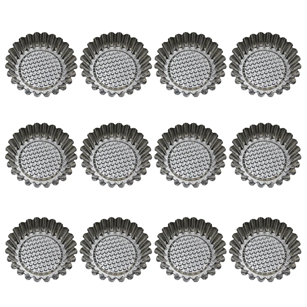 12pcs Stainless Steel Round Lace Egg Tart Molds Reusable Tartlet Moulds ...