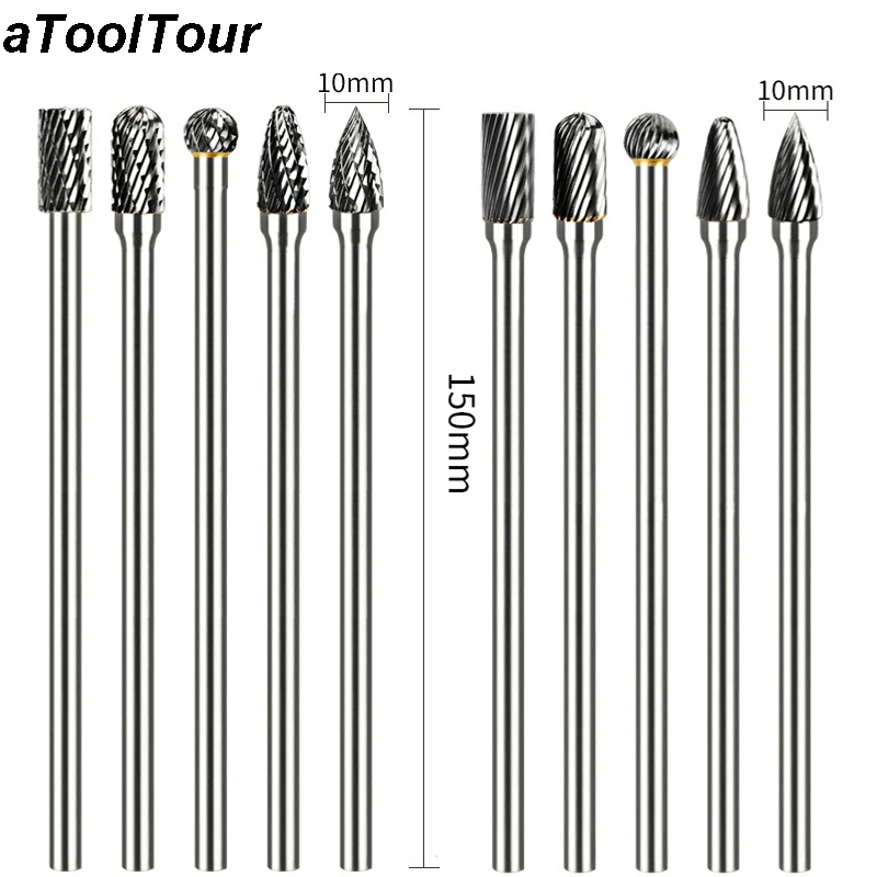 150mm 1/4 Shank 10mm Cutting Edge Carbide Burr Long Shank Carving ...