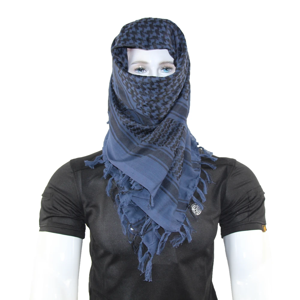 New Black Military Winter Shemagh Tactical Scarf 100% Cotton Keffiyeh ...