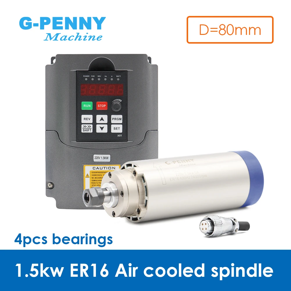 g-penny 1.5kw ER16 air cooled spindle motor kit milling spindle air ...