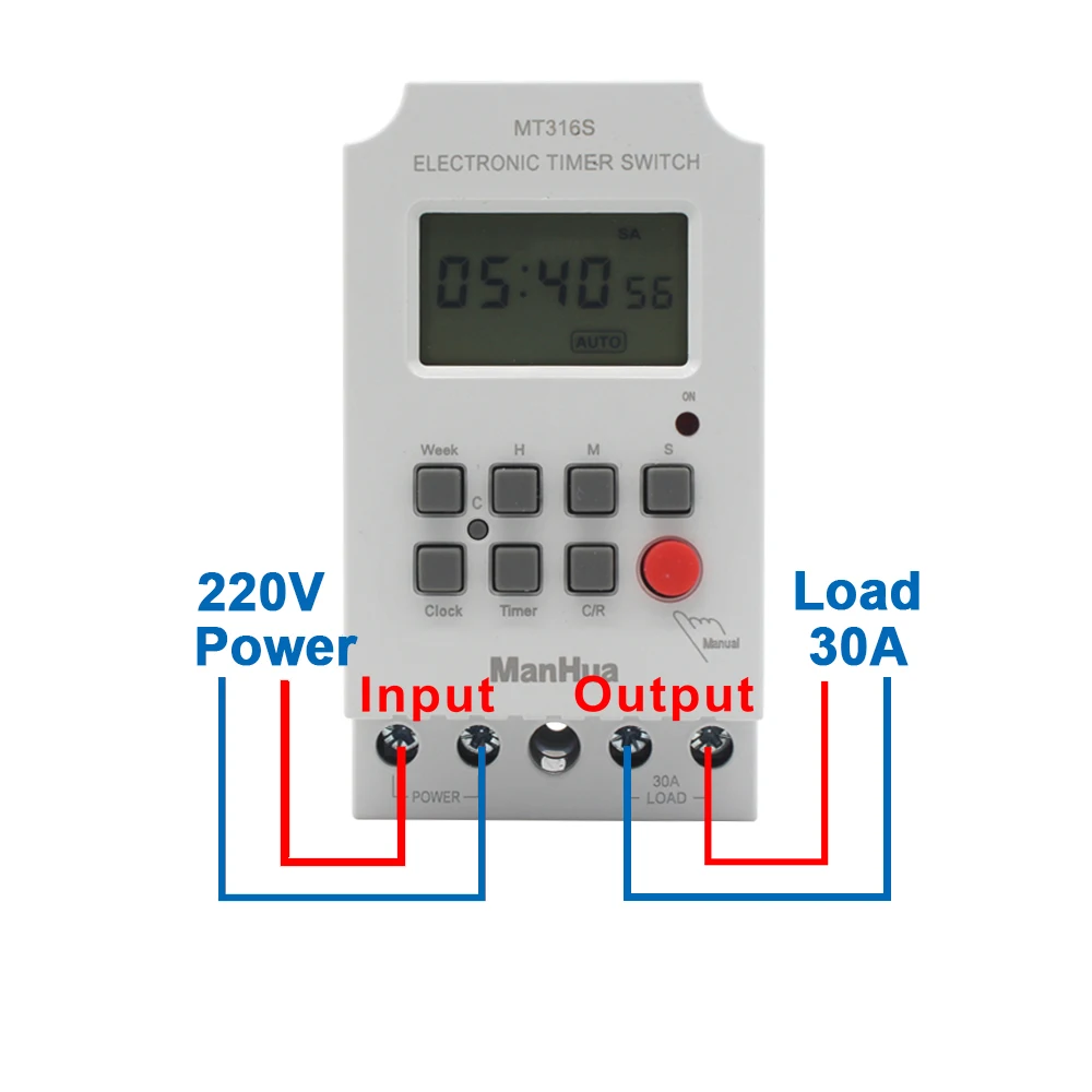 ManHua 220VAC 30A Din Rail Programmable Timer MT316S Automatic ...