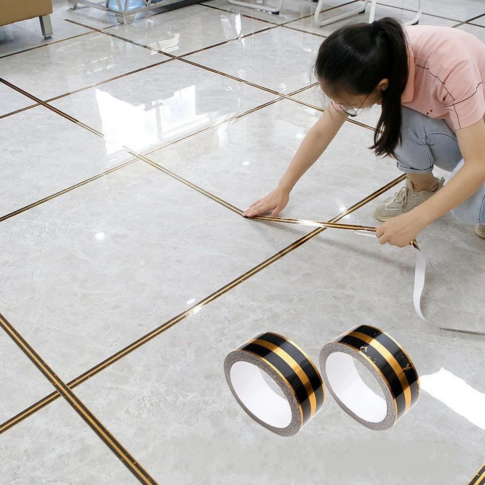 50m Gold Floor Tile Stickerse Water Proof Gap Tape Flowers Self ...