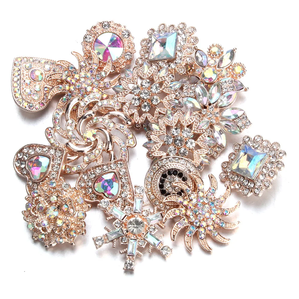 25 -Lot de 10 boutons à pression or Rose 18mm,bijoux strass cristal ...