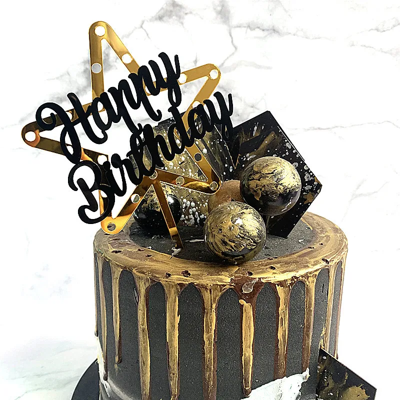 New-Vintage-Double-Layer-Happy-Birthday-Acrylic-Cake-Topper-Birthday ...