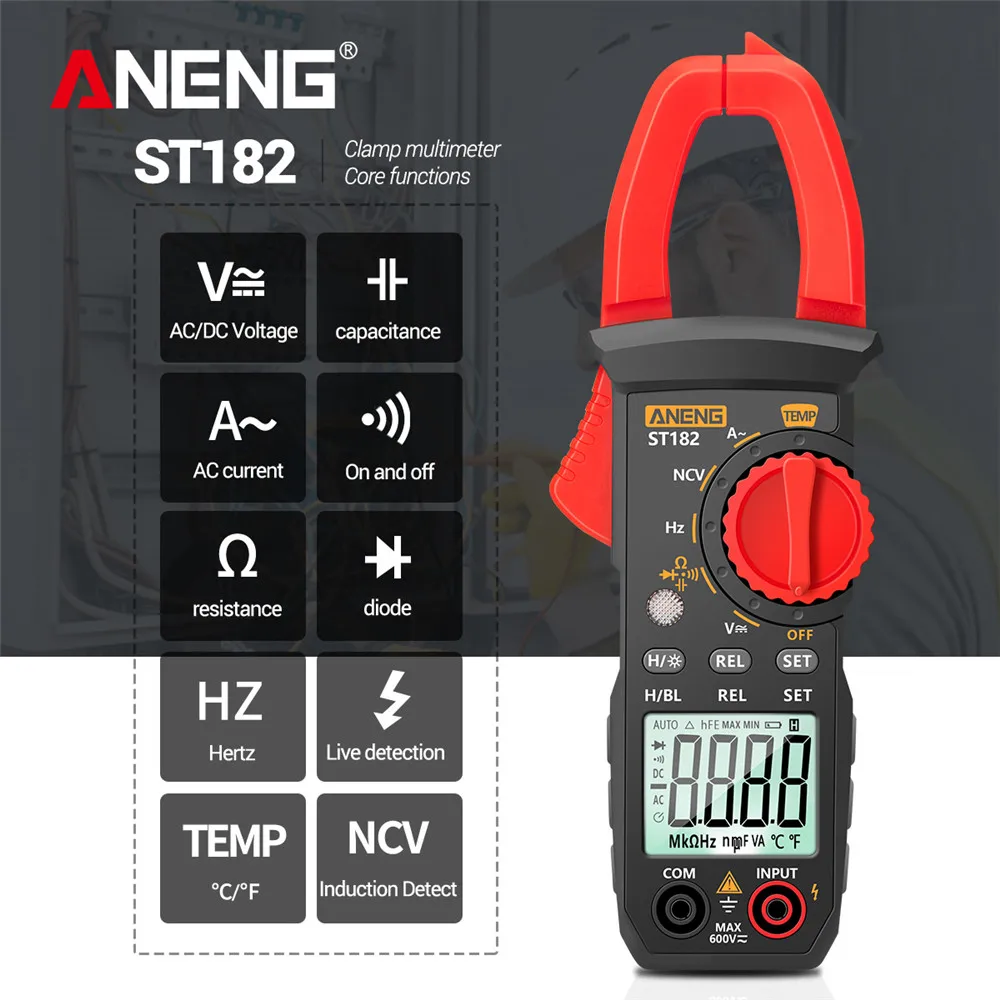 ANENG-ST182-pro-Multimeter-AC-DC-Digital-Clamp-Meter-4000-Counts-Tester ...