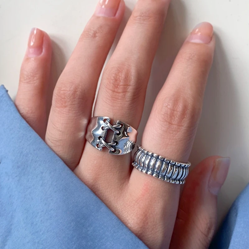Silverology Anillo de Plata de Ley 925 estilo vendaje para mujer, sortija Estilo Vintage, Punk ...