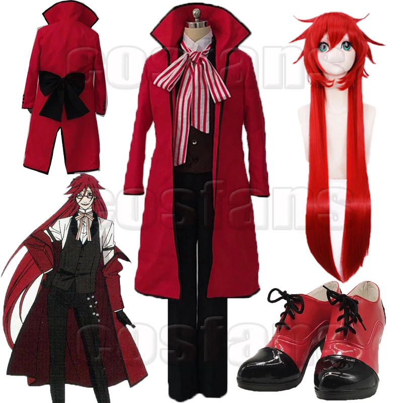 Grell Sutcliff Cosplay Anime Black Butler Death Shinigami Shoes Red ...