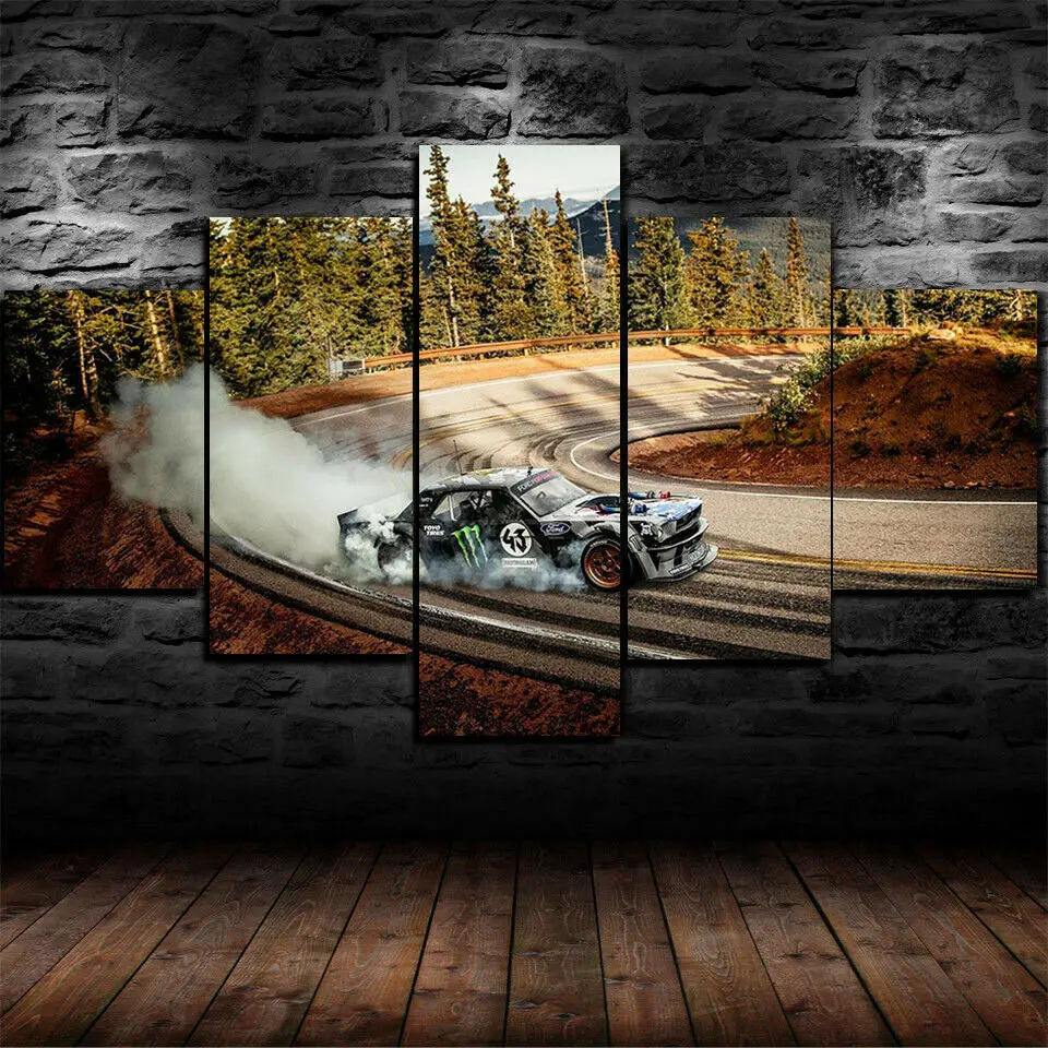 Sunshine-Track-Racing-Drift-5-Panel-Canvas-Picture-Print-Wall-Art ...