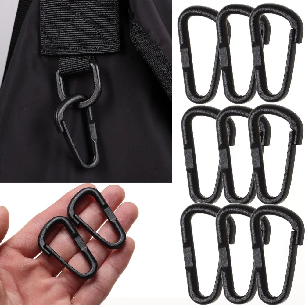10/20pcs Black Plastic Nylon Carabiner Outdoor Spring Snap Clip Water ...