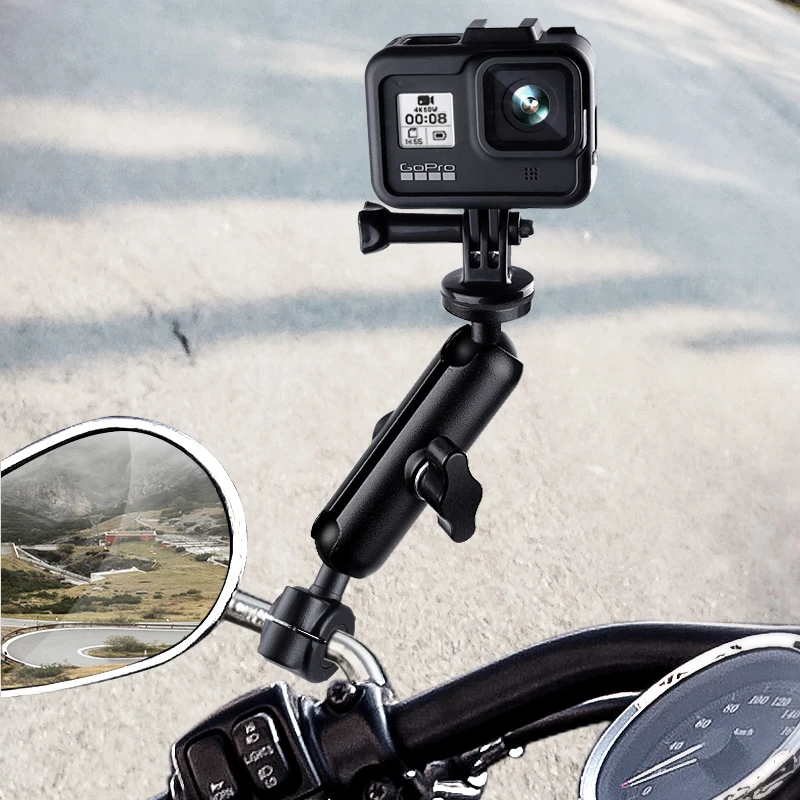 Metal Motorcycle Bicycle Camera Holder Handlebar Mirror Mount Bike ...