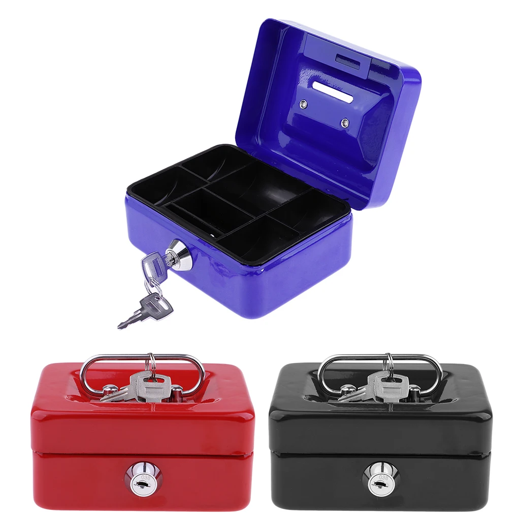 Metal Safe Storage Box Lock Container For Money Valuable Jewelry ...