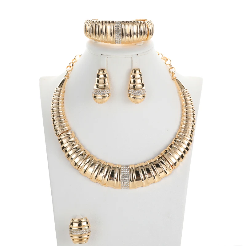 New Italian Gold Jewelry Set Exquisite Large Style Necklace Set Luxury ...