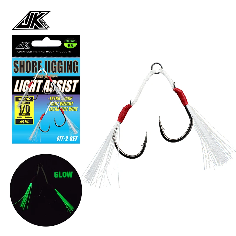 Jk Lat-l Fishing Luminous Double Assist Hook Set Iseama Hooks High Carbon Steel Fish Hooks Japan ...