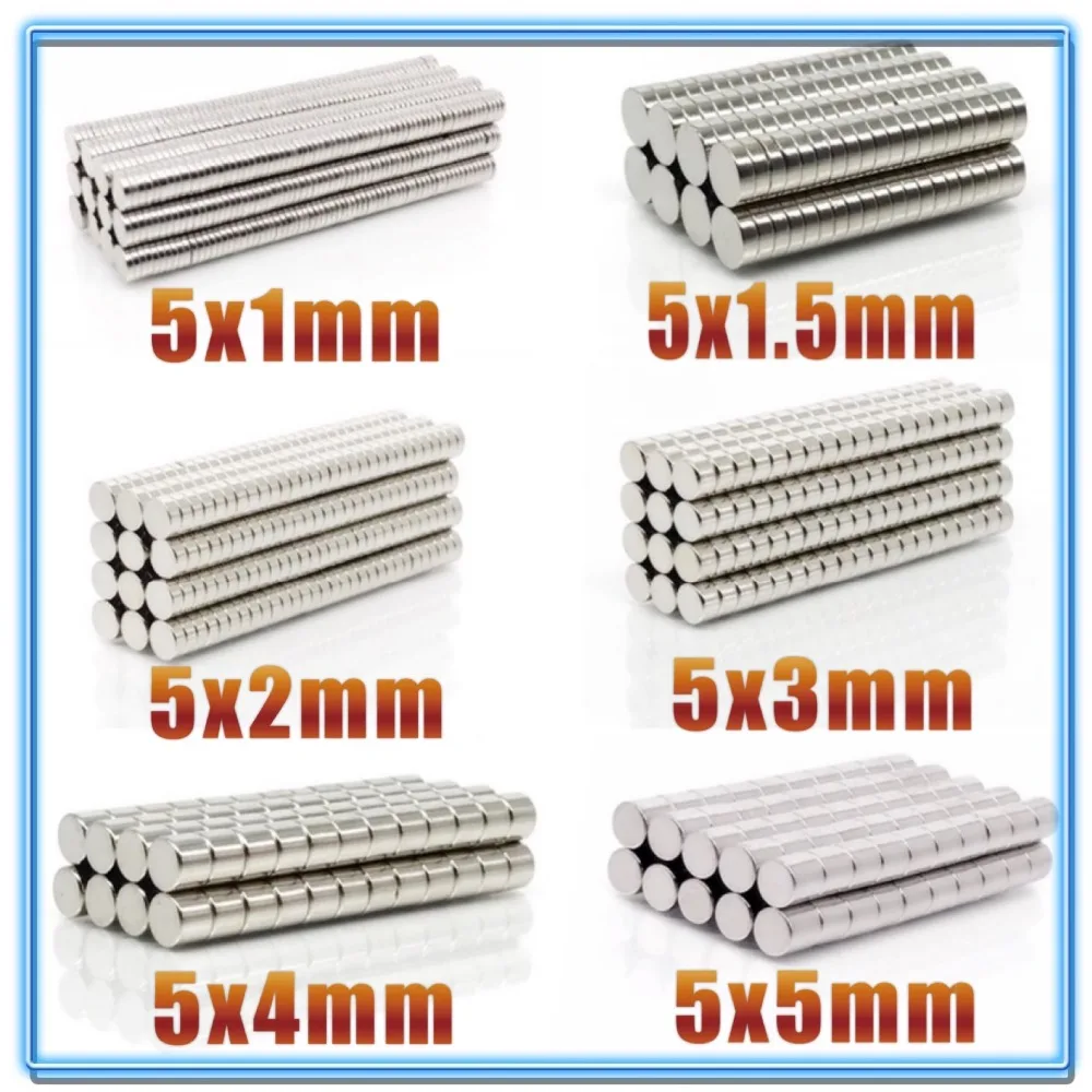 100~500pcs N35 Round Magnet 5x1 5x1.5 5x2 5x3 5x4 5x5 Neodymium Magnet ...
