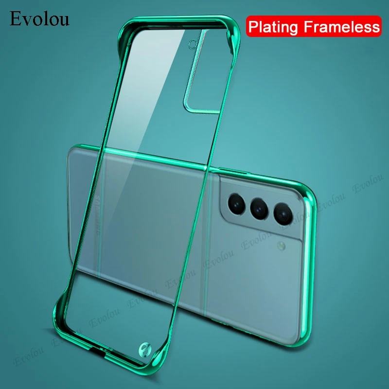 Plating-Clear-Frameless-Case-for-Samsung-S21-Ultra-S22-S10-Plus-Hard ...