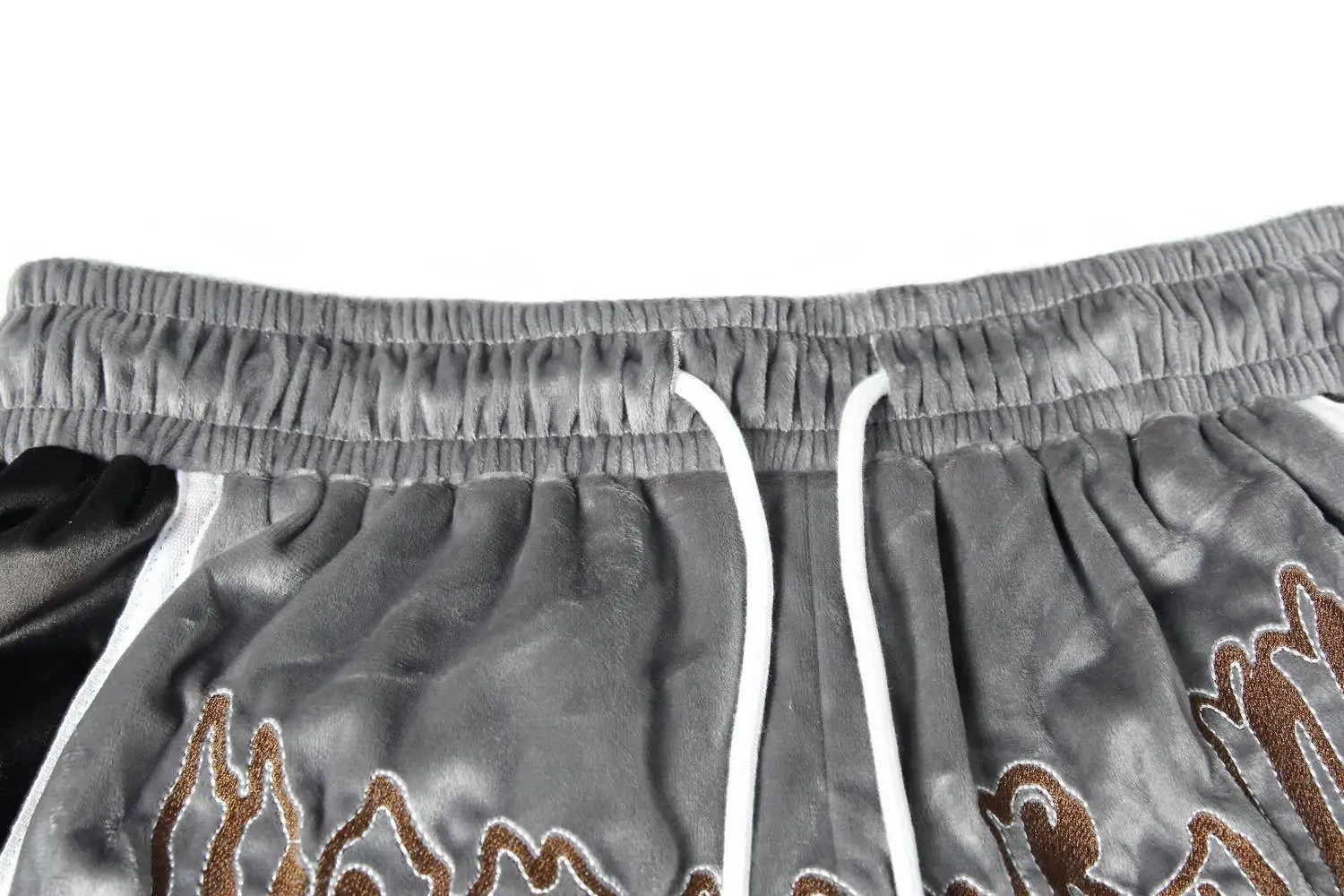 Short,Short de rue brodé en velours doré pour homme, style Hip Hop ...