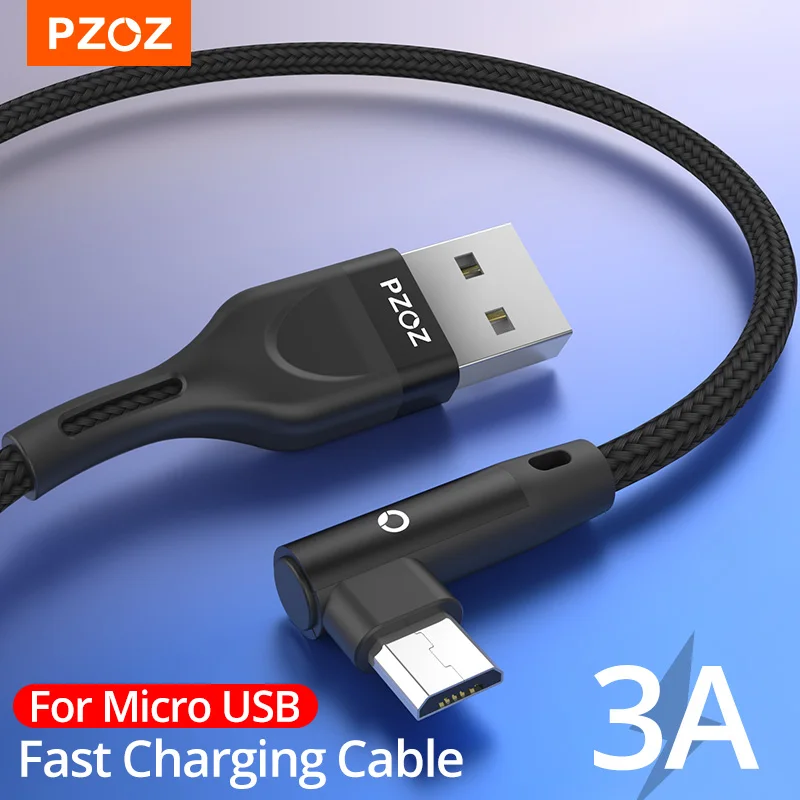PZOZ cable Micro usb de carga rápida, cable Micro usb de 90 grados para ...