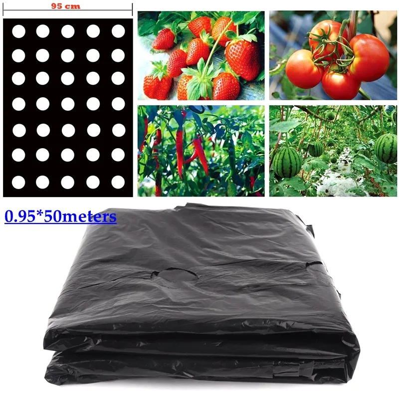 0-95-50m-Vegetable-Planting-Perforated-Black-Grow-Film-Jardin-Plastic ...