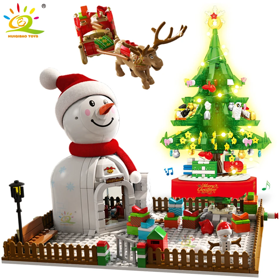 Huiqibao Santa Claus Christmas Series Building Blocks With Figures Tree ...