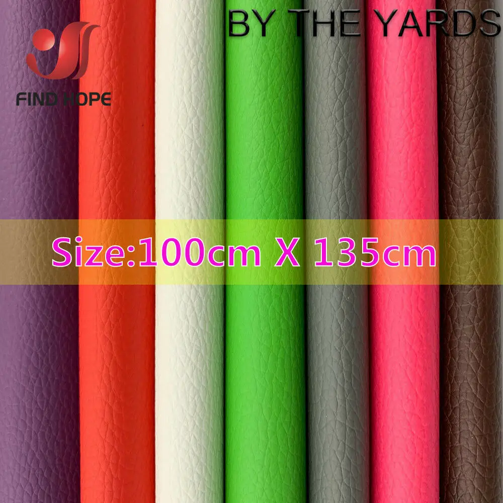 By Metre 100*135cm Litchi Leatherette Pu Faux Leather Fabric Vinyl Car ...