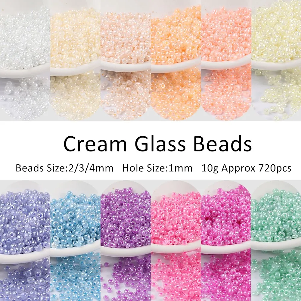 2/3/3.6mm Cream Glass Beads Glossy Czech Round Spacer Glass Bugle ...