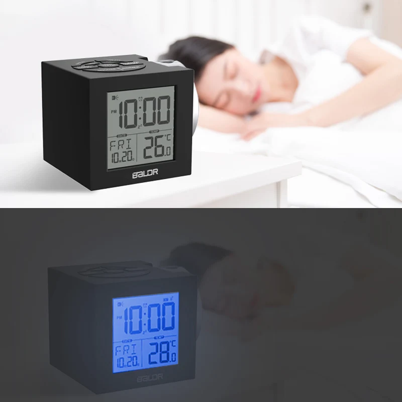 Электронный СВЕТОДИОДНЫЙ Будильник с проекцией студенческие бесшумные ...