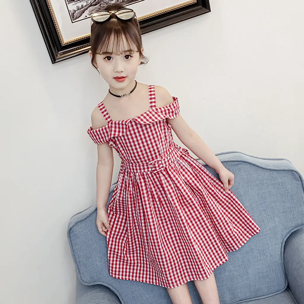 Off Shoulder Dress Girl Kids Teen Children Girl Off Shoulder Strap ...