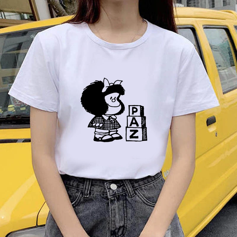 Women's T shirt Mafalda Cartoon Fashion Print T shirt Ladies Casual ...