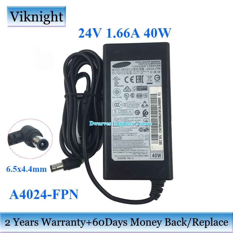 Genuine 24V 1.66A A4024 FPN AC Power Adapter for SAMSUNG K550 HW-H750 ...
