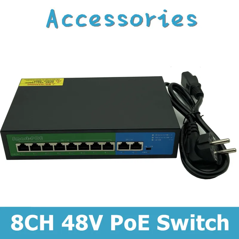 10Port 48V 8 PoE Injector Power Over Ethernet Switch 150W IEEE802.3af ...