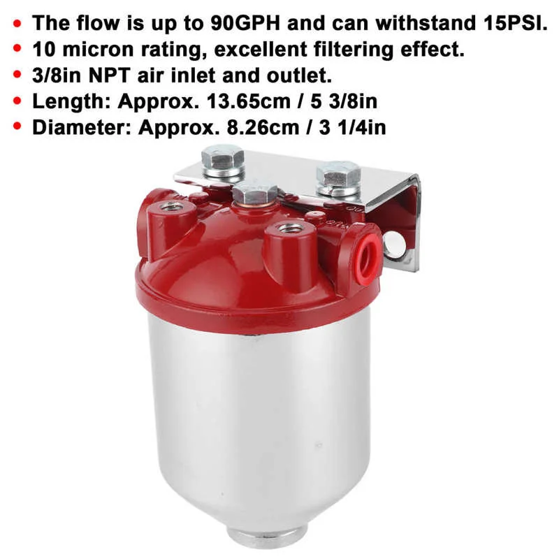Large Canister Fuel Filter 3/8in NPT Inlet Outlet 10 Micron Rating ...
