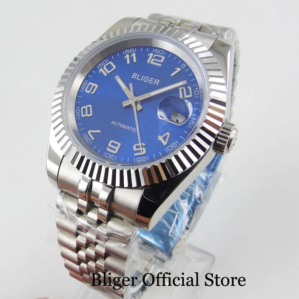 New Fashional 40mm Men Watch Automatic Movement Sapphire Glass Blue ...