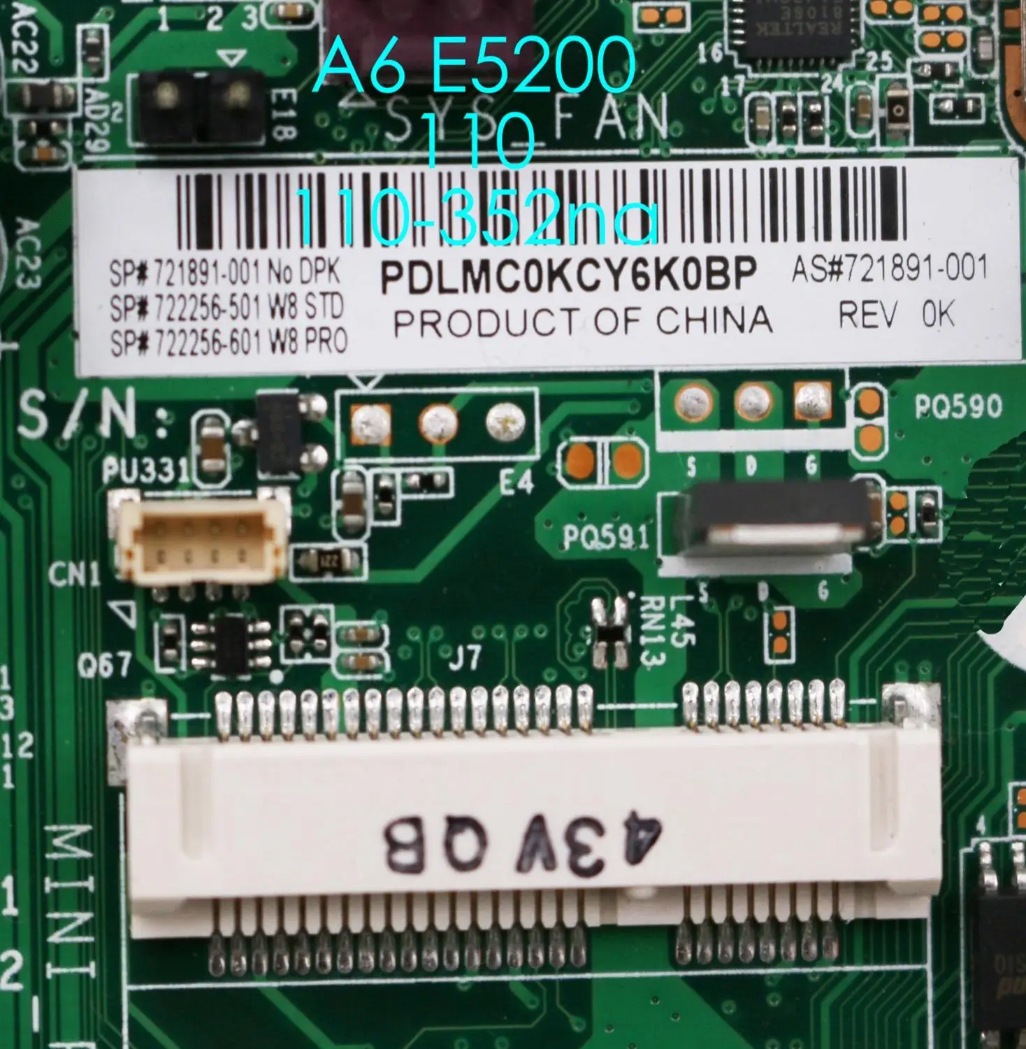 721891-001 For HP 110 110-352na A6-5200 Desktop Motherboard 722256-501 722256-601 Mainboard 100 ...