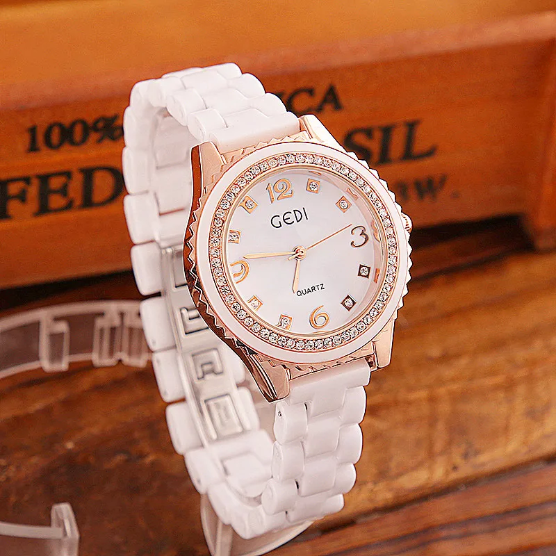 Korean-Version-of-Ceramic-Diamond-Studded-White-Watches-for-Women ...