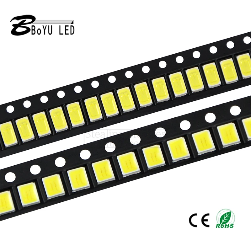 100pcs 3528 Led Patch White Plcc2 Super Bright Surface Mount 20ma 3v 7 ...