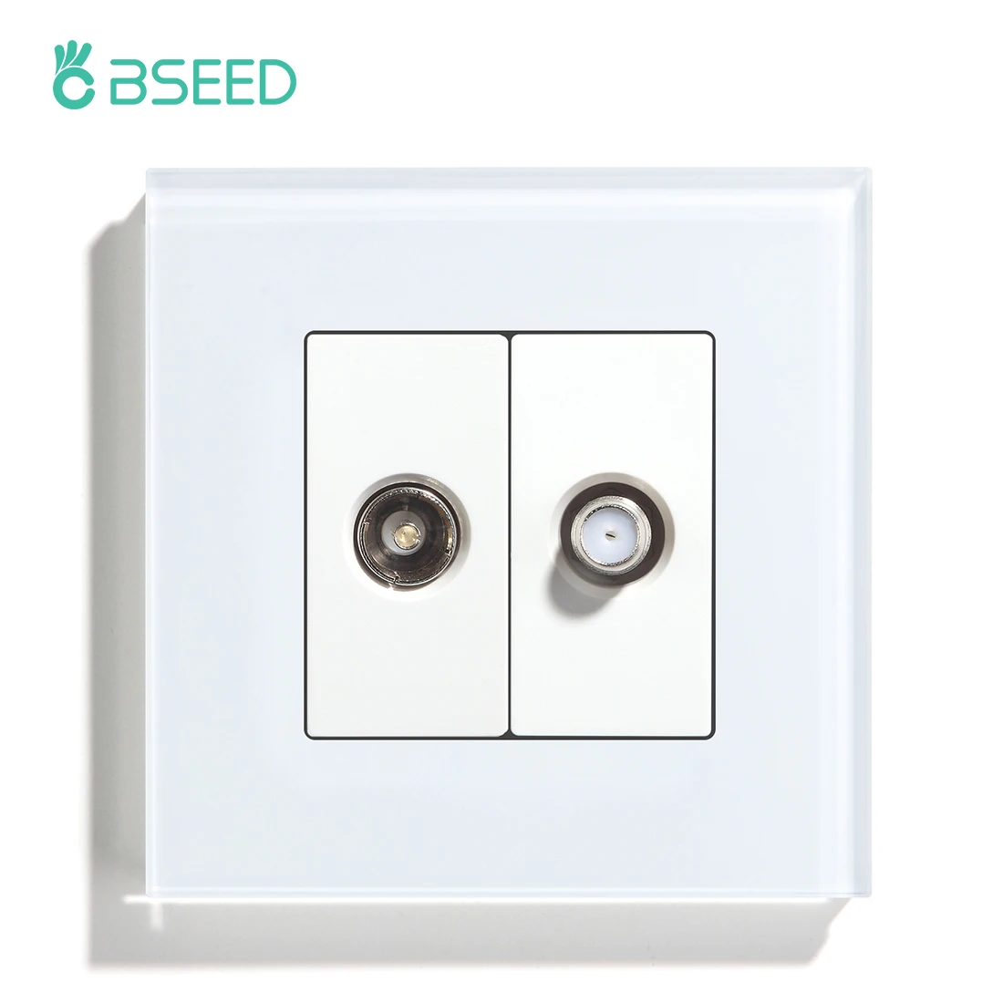 Bseed Tv Satellite Wall Socket With Crystal Glass Panel White Black ...