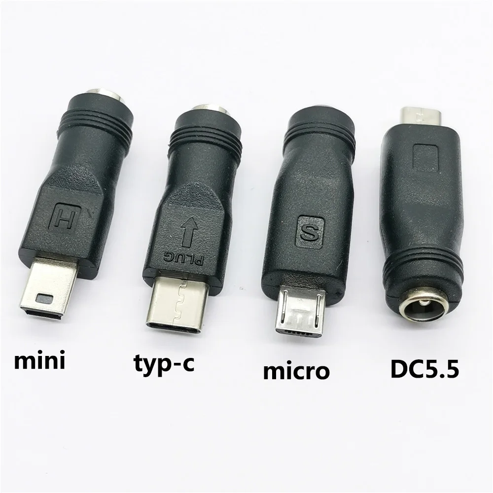 1pcs DC5.5 x 2.1 mm Female to Type-c Mini / Micro USB Male 5 Pin DC ...