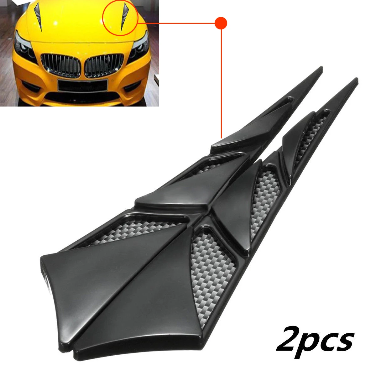 2Pcs-Black-Cars-Auto-Vehicle-Tuning-Air-Flow-Intake-Scoop-Bonnet-Vent ...