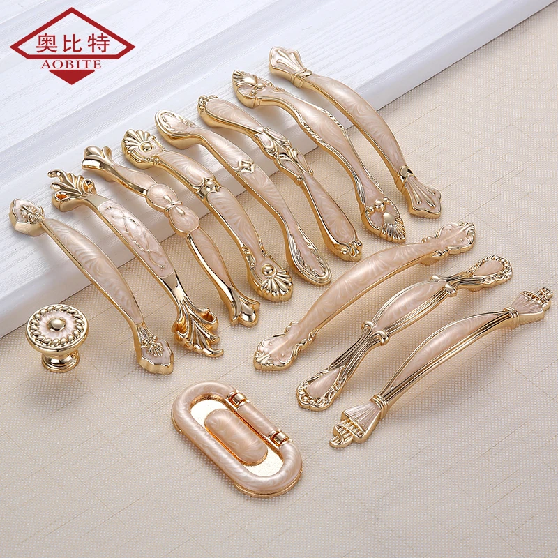 AOBT New Golden Amber Cabinet Handle Jade Amber European Wardrobe Shoe ...