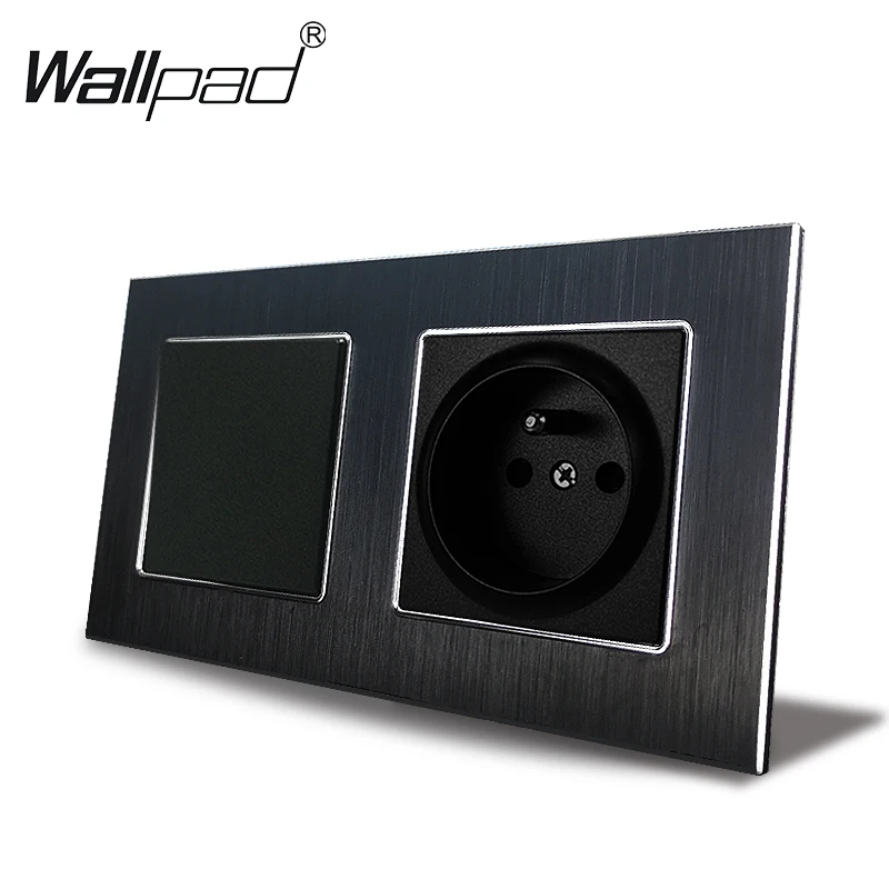 2 Gang Switch and French Socket Wallpad 110V-240V AC Aluminum Frame 16A ...