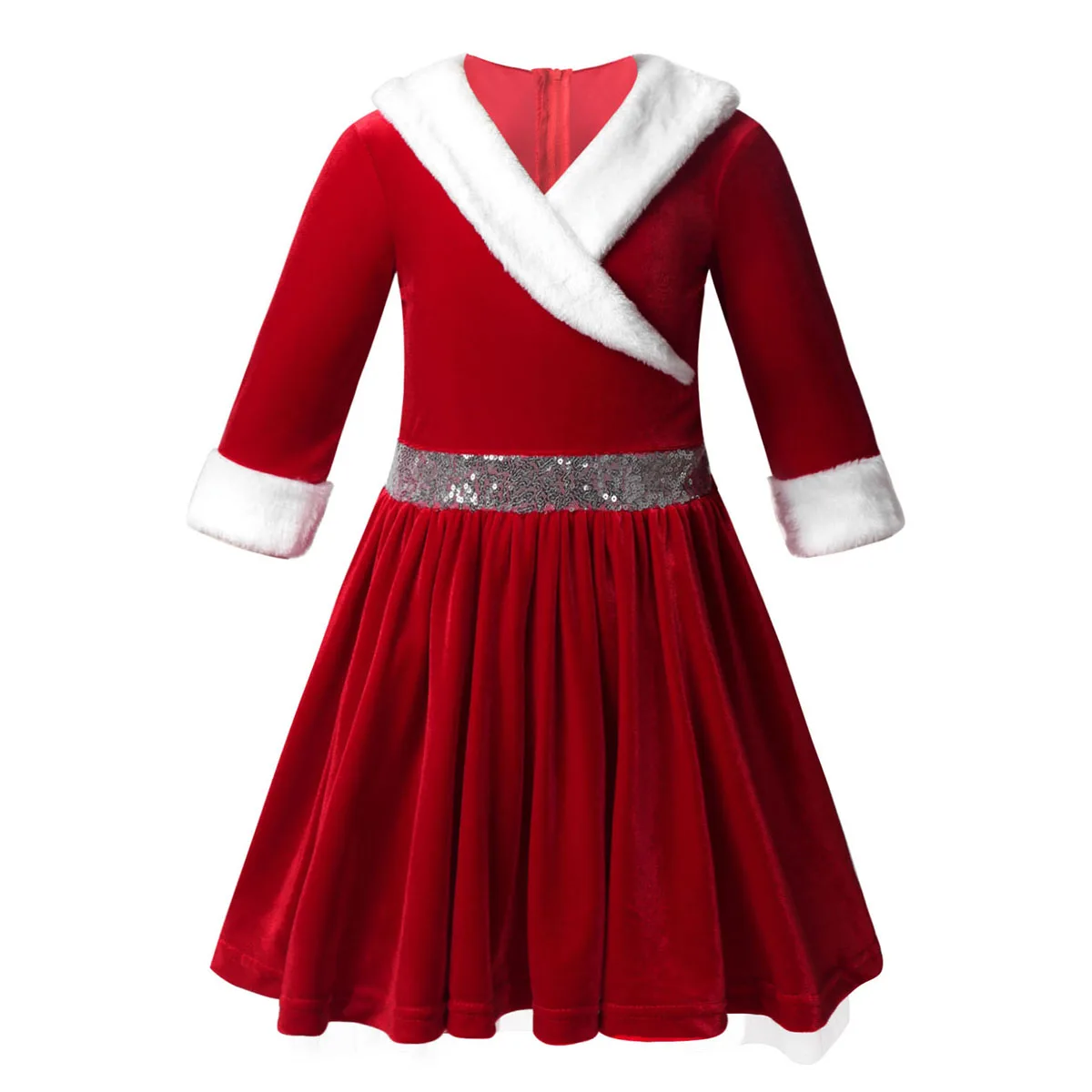 Kids-Girls-Christmas-Dress-Cosplay-Santa-Claus-Velvet-Costume-Faux-Fur ...