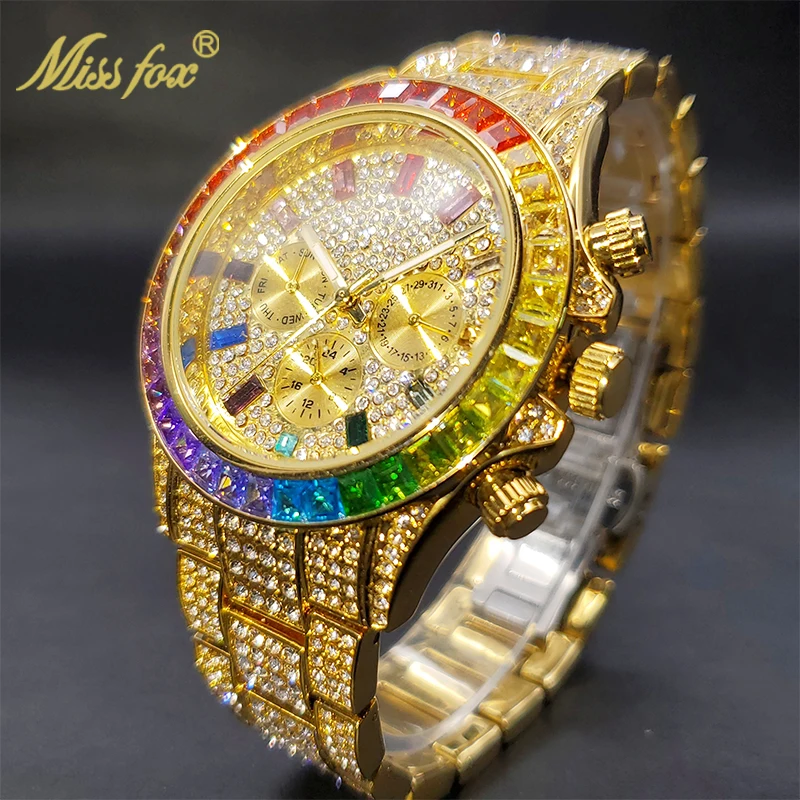 MISSFOX-reloj-deportivo-para-hombre-cron-grafo-masculino-de-oro-con ...