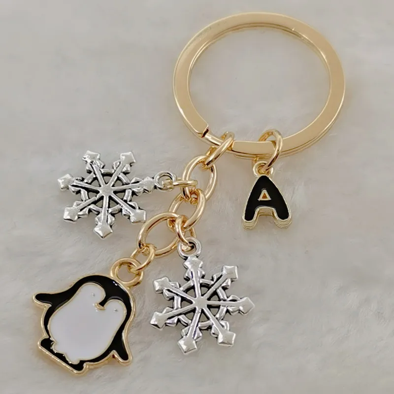 Enamel-penguin-keychain-high-quality-animal-penguin-keychain-A-Z-letter ...