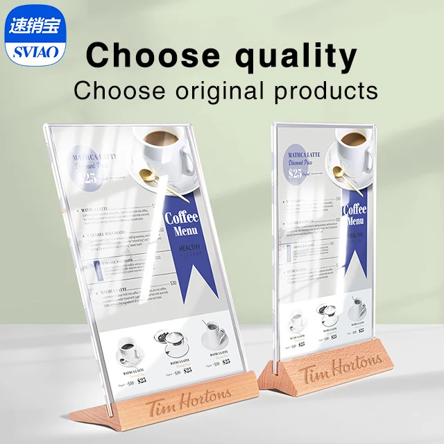 A4-A5-A6-L-Shape-Menu-Wood-Display-Table-Acrylic-Stand-Sign-Holder-For ...