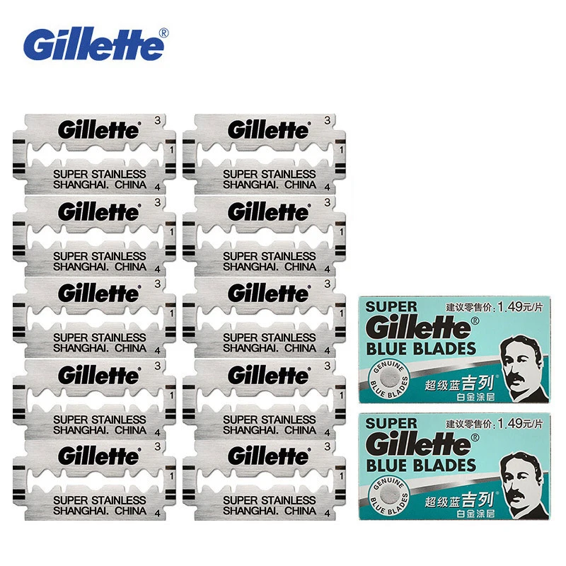 Shaving Razor Blades Gillette Super Blue Blades Men Stainless Steel ...