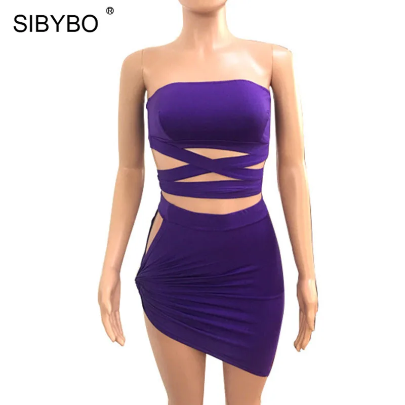 Sibybo, сексуальное Бандажное платье без бретелек с открытыми плечами ...