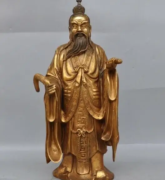 15"Old Chinese Taoism bronze Gilt Folk Taoism myth lao jun Laojun Lao ...