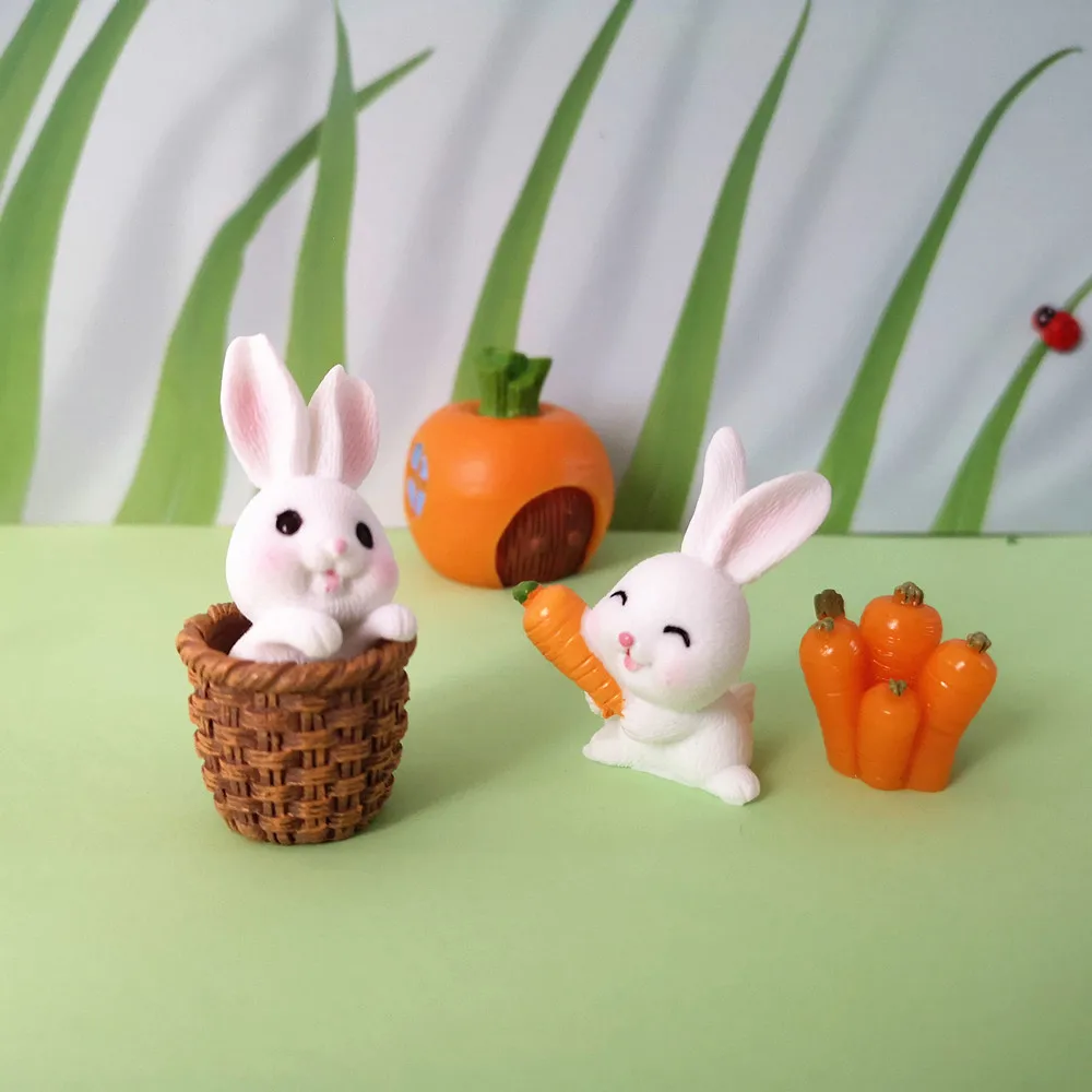 Miniature rabbit in a cup tiny clay figurines home decor Dolls ...