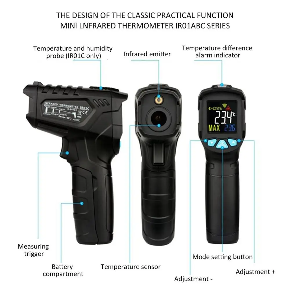 IR01 series handheld infrared measurement Digital Laser Thermometer ...
